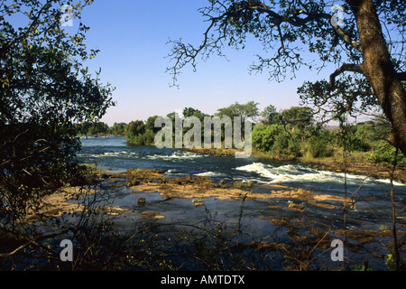 Zambezi river near the Victoria Falls, boarder of Zambia and Zimbabwe ...