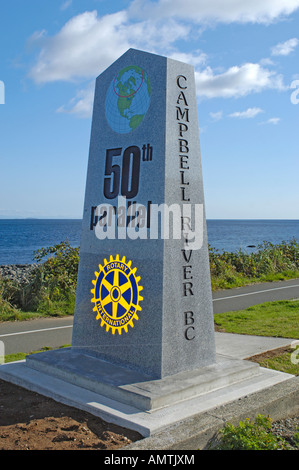 The 50th Parallel identification marker at Campbell River Vancouver ...