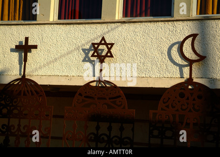 Christianity, Islam and Judaism symbols, three monotheistic religions ...
