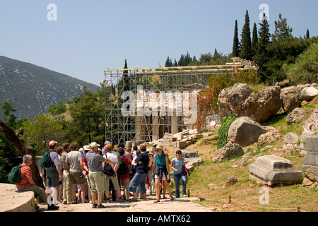 ancient Delphi reconstruction works Delphi Greece Stock Photo - Alamy