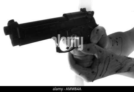 a beretta pistol gun with blood stains Stock Photo - Alamy