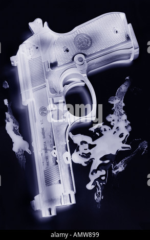 a beretta pistol gun with blood stains Stock Photo - Alamy