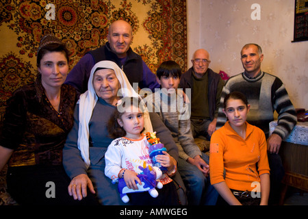 Turkish family with mother father and son with wife in village of Stock ...