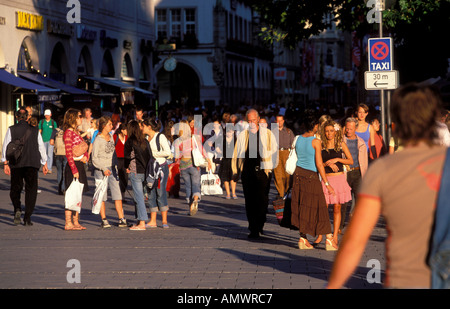 Germany Munich People walking at Neuhausser Strasse a pedestrian street ...