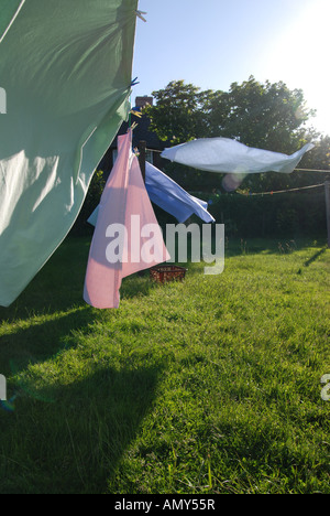 Clothes are hanging on a clothesline Stock Photo - Alamy