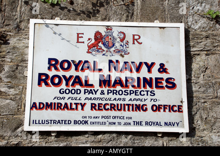 An old recruitment sign for the royal navy and the royal marines circa ...