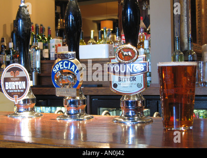Real Ale hand pumps in a bar pub Stock Photo - Alamy
