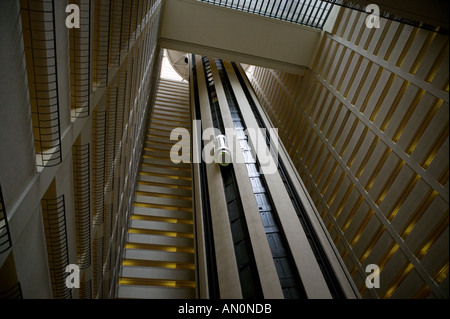 Elevator pods inside the New York Marriott Marquis hotel on Times ...