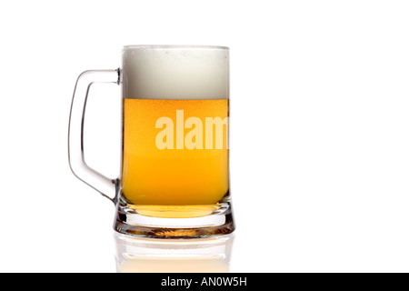 Single mug of green beer on wooden background. Tabletop, front view ...