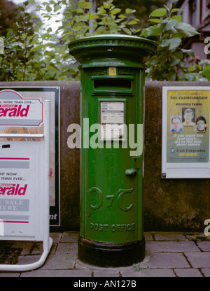 Irish cast iron green post box in ireland with the edward V11 emblem on ...
