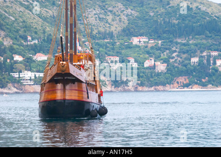 The Karaka 16 century galleon replica boat in the old harbour . Other ...