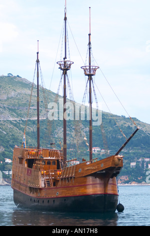 The Karaka 16 century galleon replica boat in the old harbour Dubrovnik ...
