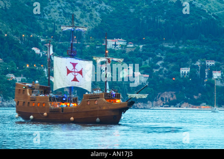 The Karaka 16 century galleon replica boat in the old harbour Dubrovnik ...