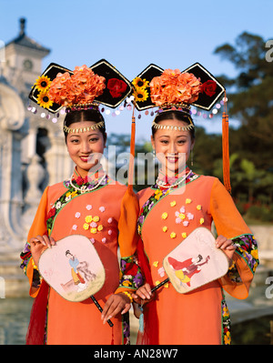 China, Beijing, Woman Dressed in Traditional Costume Playing Musical ...