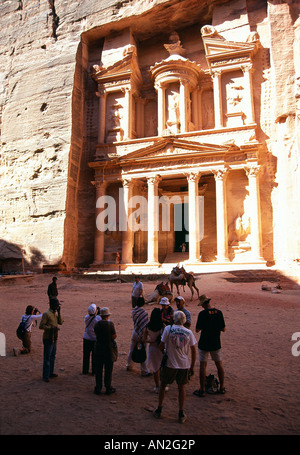 The Treasury building in ancient city of Petra in Jordan, view from Siq ...
