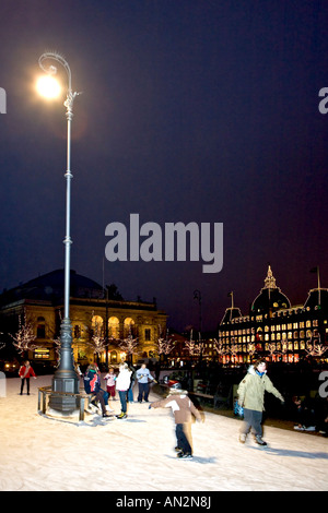 Skating rink, Kongens Nytorv at Christmas, Copenhagen, Denmark ...