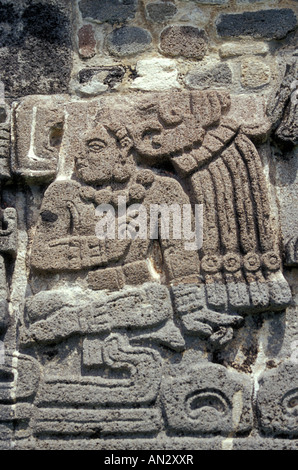 Detail of a bas relief of a feathered serpent on the Temple of ...