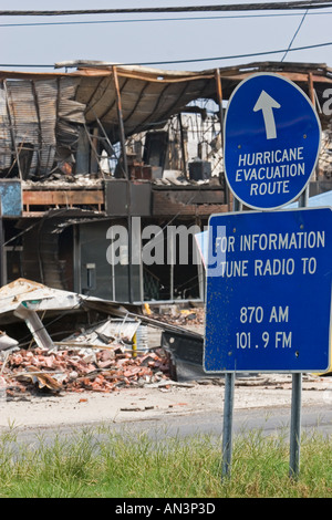 Hurricane Evacuation Sign Amid Hurricane Katrina Wreckage in New ...