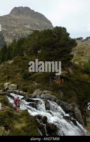 Scenic view of stream flowing by mountains against sky Stock Photo - Alamy