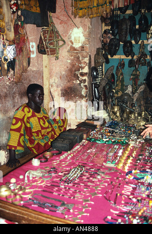MALI, Bamako, African Souvenirs shop, tribal masks and colonial wooden ...