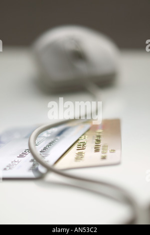 credit card computer mouse online shopping concept isolated white Stock ...