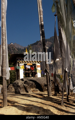 Prayer flags on the mountains of Bhutan Stock Photo - Alamy