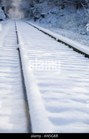 Snow covers the tracks after a November snowfall Stock Photo - Alamy