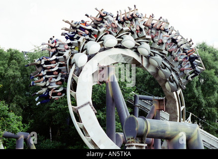 The Corkscrew roller coaster ride at Alton Towers amusement park in ...