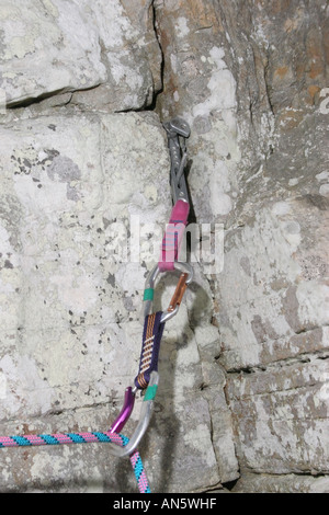 Lead Rock Climbers Protection Equipment Showing Climbing Rope Extender ...