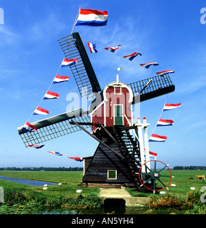 Windmill near Leiden Oude Ade Warmond De the Kaag dutch flag Windmill ...
