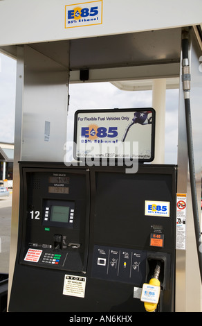 ILLINOIS Elizabeth E85 gasoline pump at service station warning sign on ...