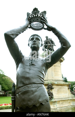 Statue of Prince Hal, (King Henry), with a statue of Shakepeare in the ...