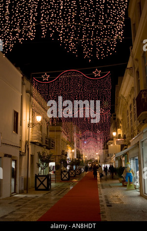 Portugal Algarve Christmas lights of Faro city centre at night Stock ...