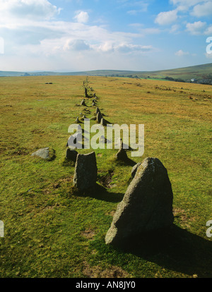 Merrivale Stone Rows two long rows of stones on Dartmoor 5 miles East ...