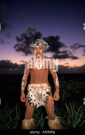 Native warrior and costume Easter Island during Tapati Festival Rapa ...