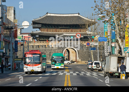 Suwon city, South Korea. Paldalmun gate of Hwaseong Fortress. UNESCO ...