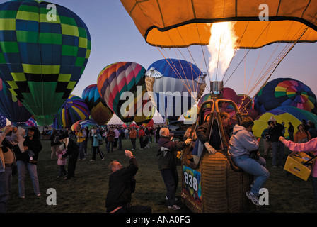 A night "balloon glow" at the Albuquerque International Balloon Fiesta ...