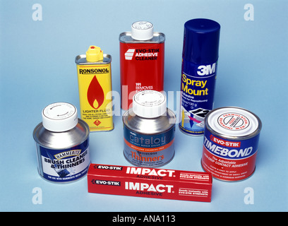 A variety of adhesives and solvents 2 Stock Photo - Alamy
