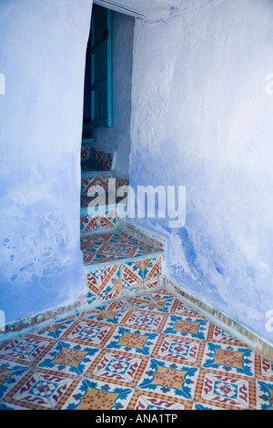 Typical hydraulic tile, Chefchaouen, Morocco Stock Photo - Alamy