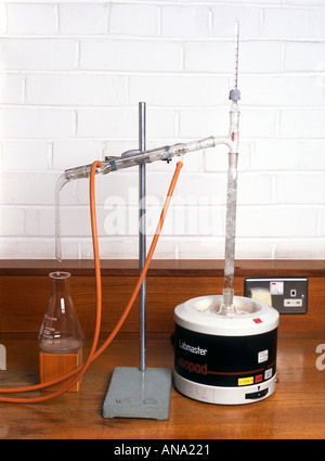 fractional distillation using Liebig condenser and electric heater ...