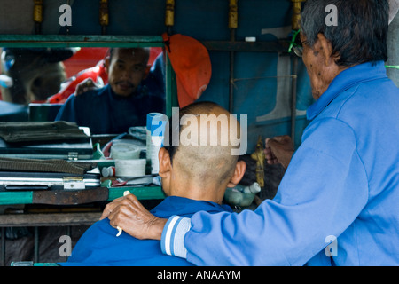 Barber Cutting Man Hair Yogyakarta Java Indonesia Stock Photo - Alamy