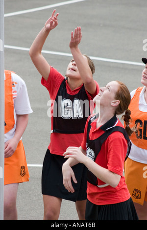 Girls playing netball at the Lapstone Glenbrook Netball Centre in the ...