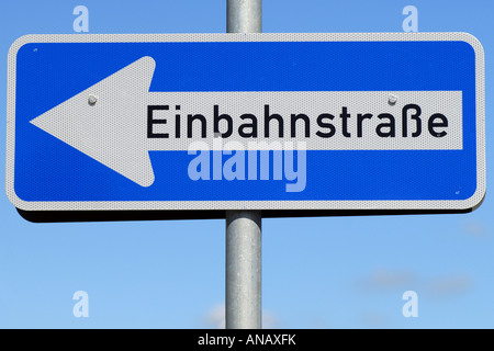 Traffic sign, Einbahnstrasse, German for a one-way street Stock Photo ...