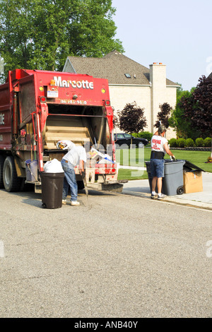 Local Neighbourhood rubbish collection workers pick up household trash ...