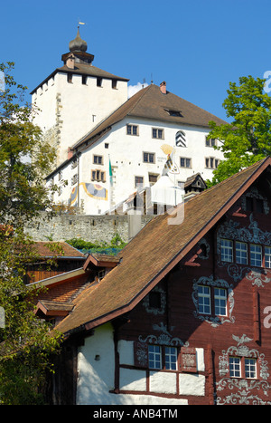 Historical village Werdenberg with castle and lake Stock Photo - Alamy