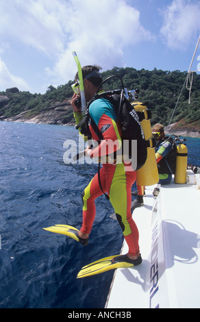Giant stride entry into water Stock Photo - Alamy