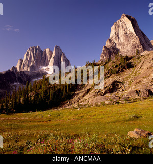 The Howser Towers in the Purcell Mountains in Bugaboo Provincial Park ...