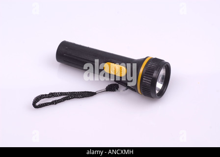 battery-powered flashlight on a black background Stock Photo - Alamy