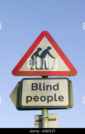 Blind person crossing warning road sign Stock Photo: 27980501 - Alamy