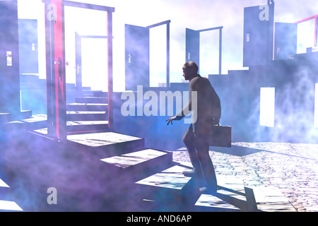 Businessman facing multiple choices Stock Photo - Alamy